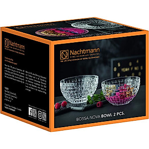Nachtmann Bossa Nova Collection Bowl | Set of 2 Clear Crystal Glass Bowls | Basket Weave Glass Design | 6 Inch Mixing and Serving Bowl for Salad, Fruit and Snacks | Dishwasher Safe