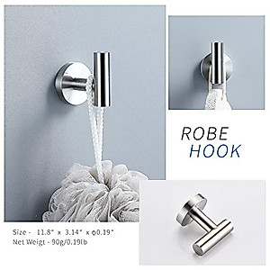 HILFA Premium Stainless Steel SUS304Towel Hook Square Robe Hook Coat Hook Heavy Duty Wall Mounted Luxury Hooks for Bathroom, 2-Pack,Brushed,101-BN