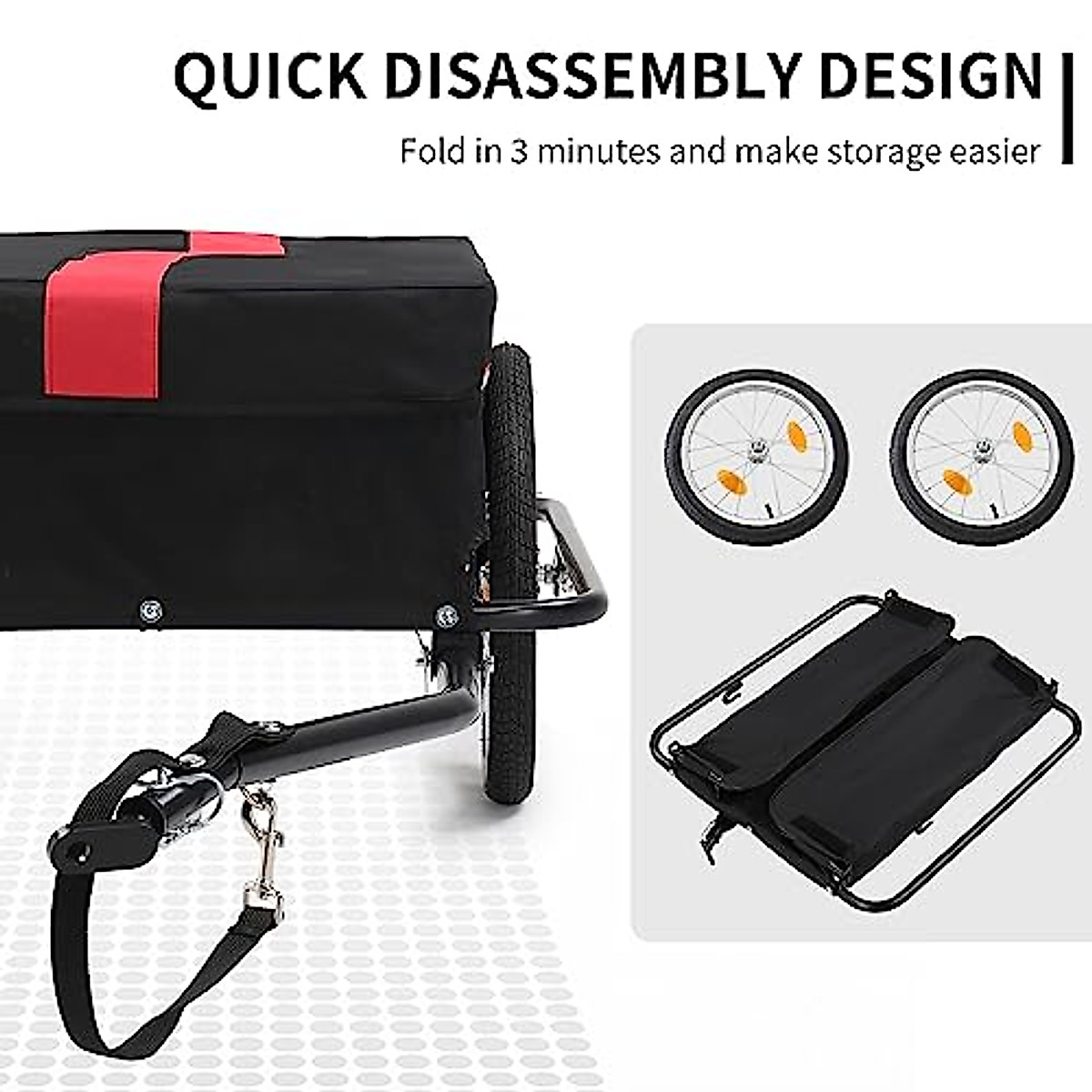 Ktaxon Bike Trailer Foldable Bicycle Trailer with Detached Cover, Quick Release Wheel, Anti-Rust Steel Frame and Universal Trailer Hitch, Bike Cargo Trailer for Moving Houses, Camping and Shopping