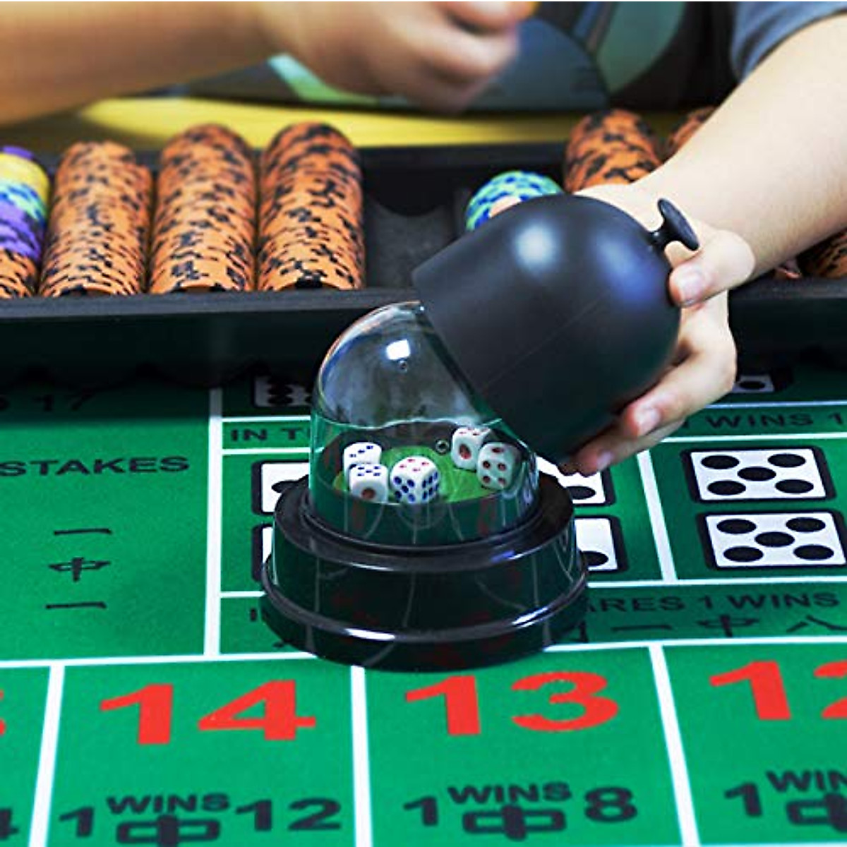 Gikfun Automatic Lucky Dice Roller Cup Set with 5 Dices for Christmas Party Games EK1883