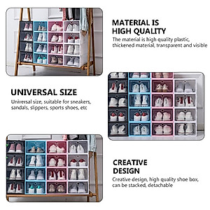 Hemoton Clear Shoe Organizer Plastic Shoe Box with Clear Door, 6pcs Plastic Stackable Shoe Organizer for Closet, Space Saving Foldable Shoe Rack Sneaker Container Bin Holder