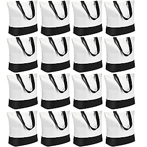 16 Pack Canvas Tote Bags Set Large Cotton Tote with Handle Women Kitchen Grocery Tote for Beach Shopping Holiday DIY Crafts ()