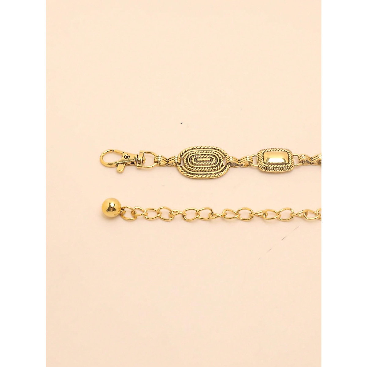 Verdusa Women's Golden Metal Decor Carved Floral Design Waist Chain Belt Gold 90/100