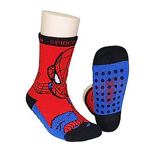 Marvel Super Hero Adventures Spider-Man Baby Toddler Boys 6 pack Socks with Grippers (5-7 yrs, Red/Blue)