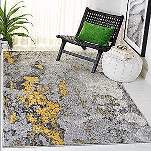 SAFAVIEH Adirondack Collection Accent Rug - 3' x 5', Grey & Yellow, Modern Abstract Design, Non-Shedding & Easy Care, Ideal for High Traffic Areas in Entryway, Living Room, Bedroom (ADR134H)