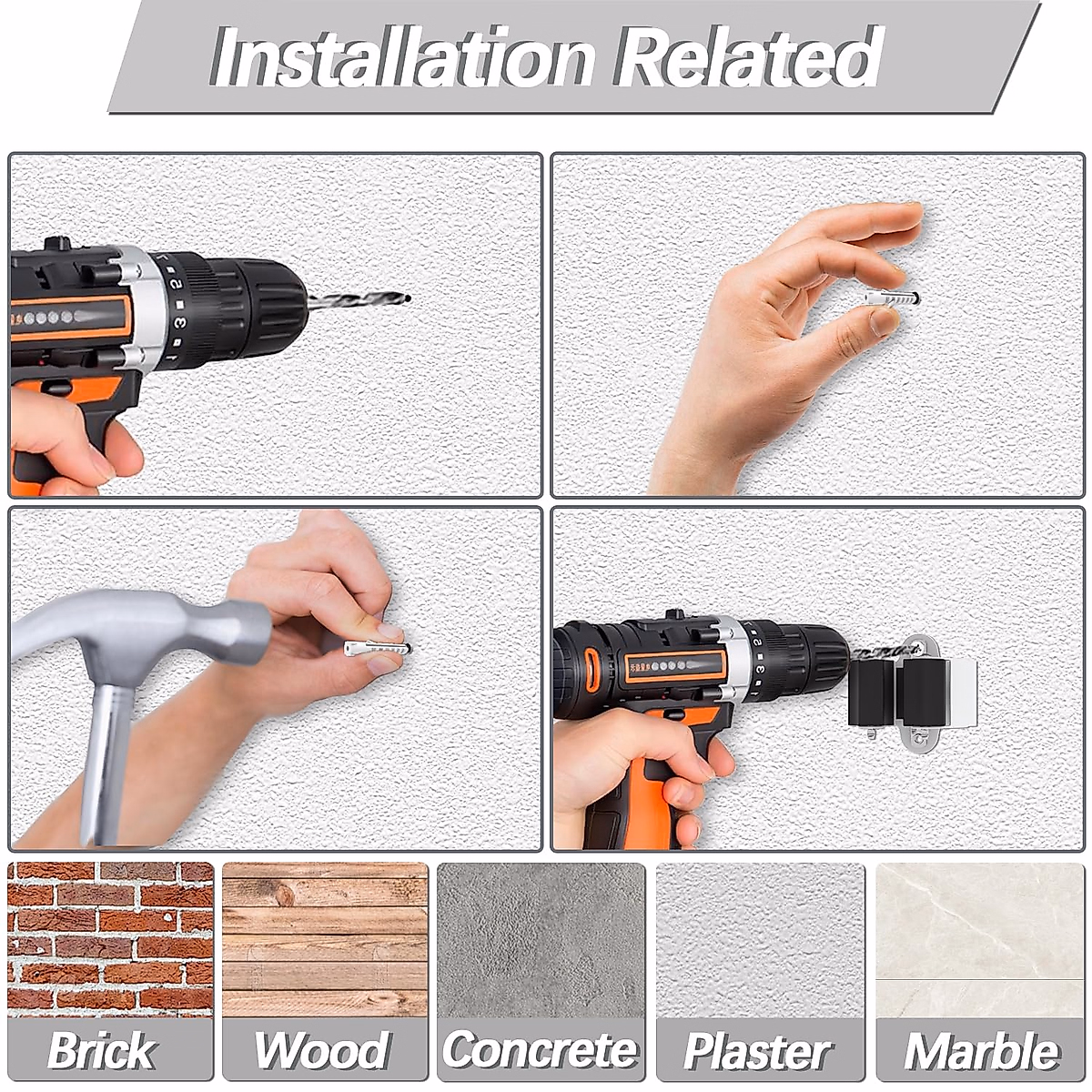 3-H Broom Hanger,Mop Holder Wall Mount 12 Pack, Broom Holder Wall Mount for Hanging and Organizing Shovel,Rake,Brush,Yard Tools in Kitchen,Laundry Room,Bathroom,House(black)