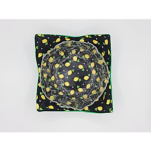 Lemon Polka Dot Microwave Bowl Cozy Vintage Inspired Reversible Microwaveable Potholder Retro Soup Buddy Kitchen Linens 50s Diner Handmade Housewarming Hostess Teacher Gifts Under 10