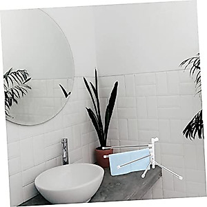 Zerodeko 5 Sets Rotating Towel Hanger Wall Hand Towel Rod Towel Display Rack Swivel Towel Bar Wall Towel Holder Wall Clothes Rack Wall Mounted Clothing Rack Multipurpose Towel Rack White Pp