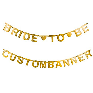 SUNBEAUTY Gold Customizable Letters&Symbols Banner Decoration Kit Party Custom Banner for Birthday Wedding Baby Showers Photo Props Window Decor (Gold)