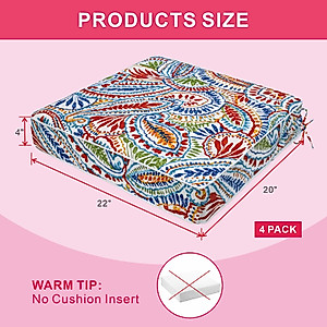 JMGBird Outdoor Patio Cushion Covers Set of 4 Chair Seat Washable Covers Water Resistant Slip Replacement Furniture Cushion Pillow Seat Cover for Couch Garden Sofa Indoor with Zipper 22x20x4