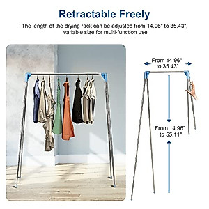 Portable Garment Rack, 15-35 inch Collapsible Clothes Drying Rack, Foldable Mini Drying Clothes Rack for Laundry, Travel, Camping, Hotel, Dance (1 Portable Clothes Rack + 10 Mini Clothes Hangers)