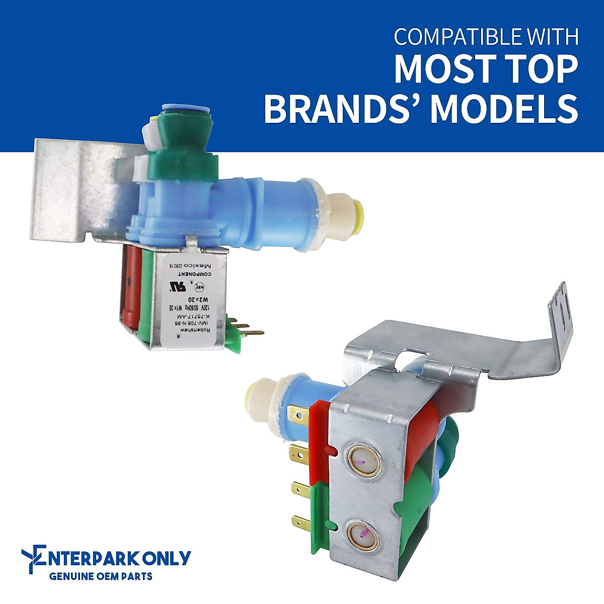 Enterpark IMV-708 W10408179 4389177 (Original Version) for Whirlpool Kitchenaid Kenmore Refrigerator Kitchenaid Refrigerator Water Valve by Robertshaw Replace AP5263471 W10408179VP PS3497634