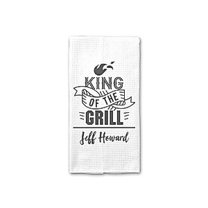 Personalized King of the Grill Towel | Custom Waffle Weave Dish Towel | Personalized Kitchen Towel | Men Grilling Gift | Wedding Gift | Personalized Dish Towel | Barbecue Gift | Mens Kitchen Gift