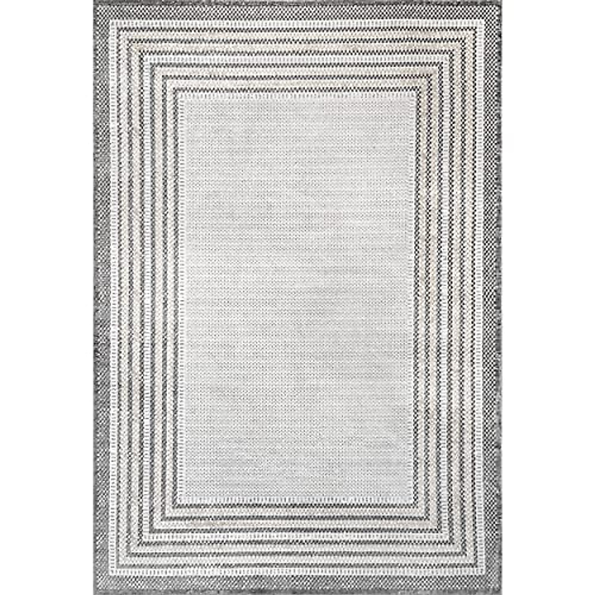 nuLOOM Anya Machine Washable Casual Border Area Rug, 6' 7" x 9', Grey