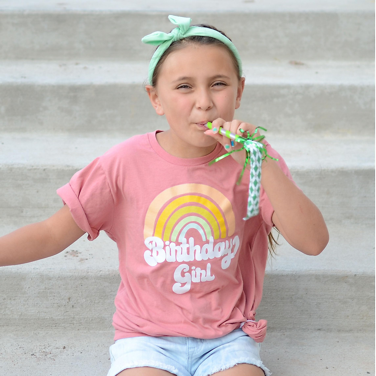 Retro Rainbow Birthday Girl Colorful Shirts for Baby and Toddler Girls Birthday Outfits Mavue Shirt Medium