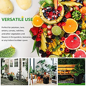 WHATWEARS 12-Pack 10 Gallon Plant Grow Bags, Thickened Nonwoven Fabric Pots with Handles, Vegetable Planter Bags Containers, Cloth Planters for Garden Vegetable/Flower/Plant/Fruits Outdoor (Black)