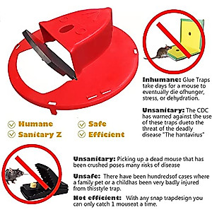 Mouse Trap Bucket, Bucket Lid Mouse Trap, 5 Gallon Bucket Compatible, Humane or Lethal, Trap Door Style, Multi Catch, Auto Reset, Indoor Outdoor, No See Kill (Wine)