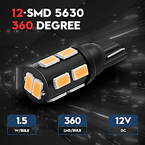 VEHICODE 12V 921 922 912 906 LED Bulb Soft Warm White 579 904 916 918 Interior Dome Light Replacement for RV Camper Trailer Marine Boat T10 T5 Wedge Outdoor Landscape Garden Lamp (10 Pack)