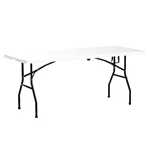 MGHH Folding Table 6ft Plastic Table Camping Table Foldable Adjustable for Picnic,Camping,Kitchen, Party Outdoor Indoor (White)