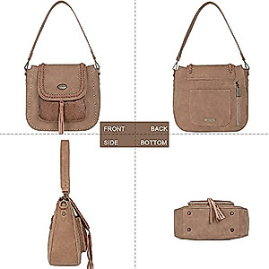 Womens Leather Purse Hair on Hide Handbag Concealed Carry Shoulder Bag Brown TR128G-918BR