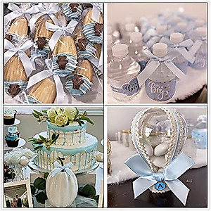 100 Pieces 3 inch Satin Ribbon Twist Tie Bows, Blue Pretied Bows with Twist Ties, Twist Bows Treats Bags, Bow Ties for Treats, Cake Pops, Baby Shower, Crafts, Gift Wrapping Favors, Cookies by GUIFIER