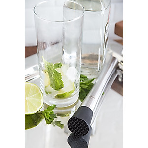 Outset Stainless Steel Cocktail Muddler, 1.25 x 1.25 x 8 inches