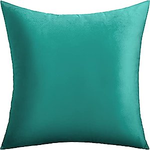 Urbanstrive Not Fade Velvet Soft Solid Decorative Throw Pillow Covers Square Cushion Case for Sofa Bedroom Car 18 x 18 Inch 45 x 45 cm, Aqua Green