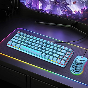 MAGIC-REFINER 60% RGB Mini Mechanical Gaming Keyboard,Portable 68 Keys,Blue Switches,Detachable USB Type-C Cable,TKL Keyboard with Two Keycaps for Windows Gaming PC(Blue)