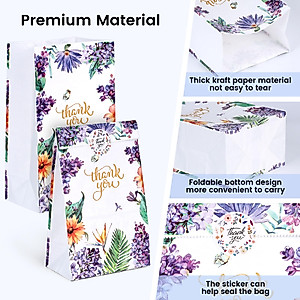 TOXOY 24 PCS Party Favor Bags, Thank You Gift Bags Floral Design, Small Paper Bags Goodie Bags Treat Bags for Christmas Wedding Birthday Party