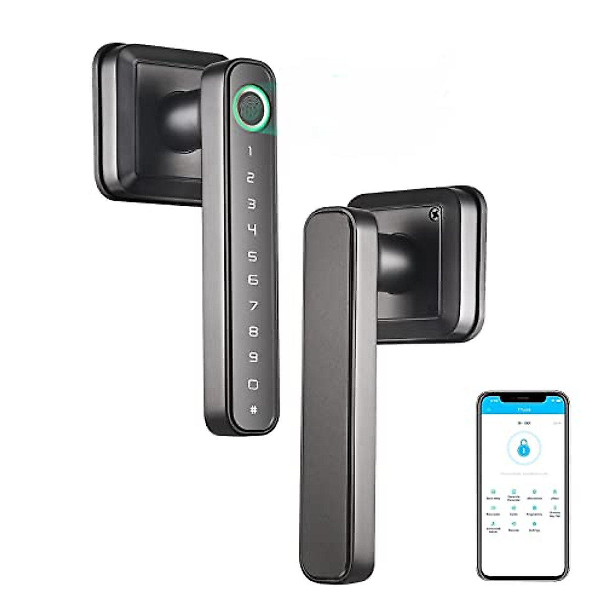 Fingerprint Door Lock for Bedroom, 4-in-1 Smart Door Lock with App, Digital Level Lock, Keyless Entry Door Lock with Handle for Home Hotel Office & Interior Door