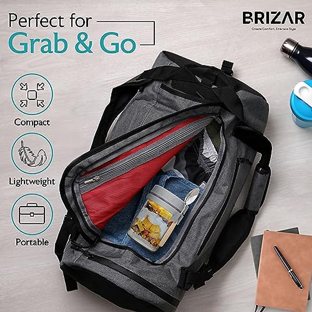 BRIZAR Overnight Oats Containers with Lids Glass - Airtight Overnight Oats Jars & Recipe Book - Overnight Oats Container for Food Storage, Oatmeal, Chia Pudding, Fruit, Yogurt - 2 Pack, 10 oz