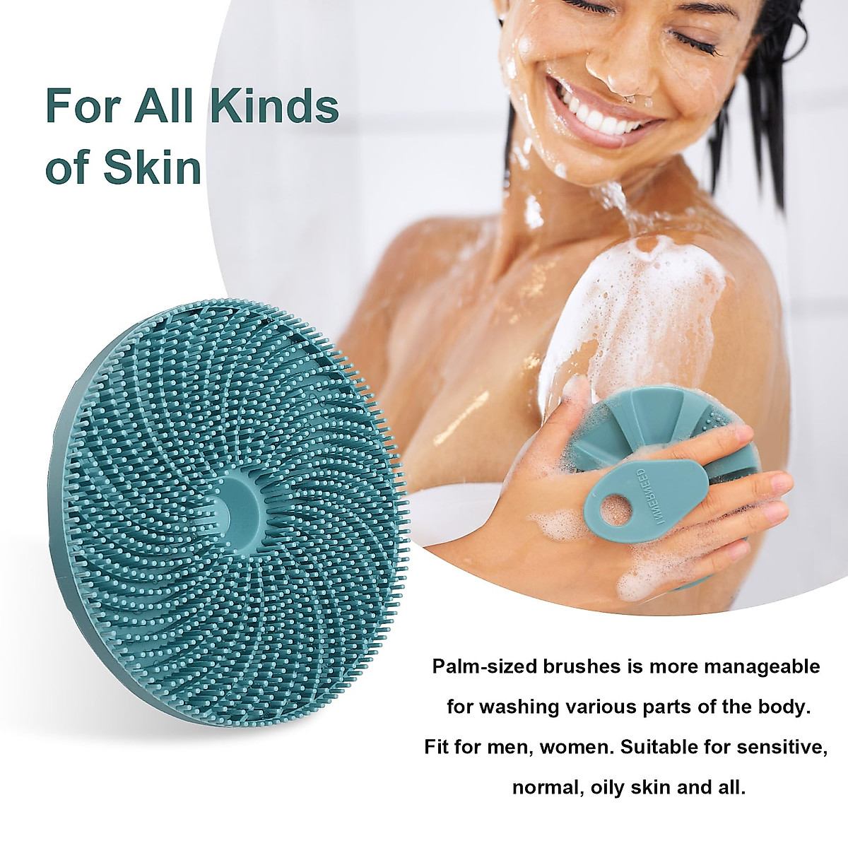 INNERNEED Food-Grade Silicone Body Scrubber Exfoliating & Massaging Shower Brush, More Hygienic Bathing Tool, for All Skin Types, Lathers Well, Longer Service Life (Dark Green)