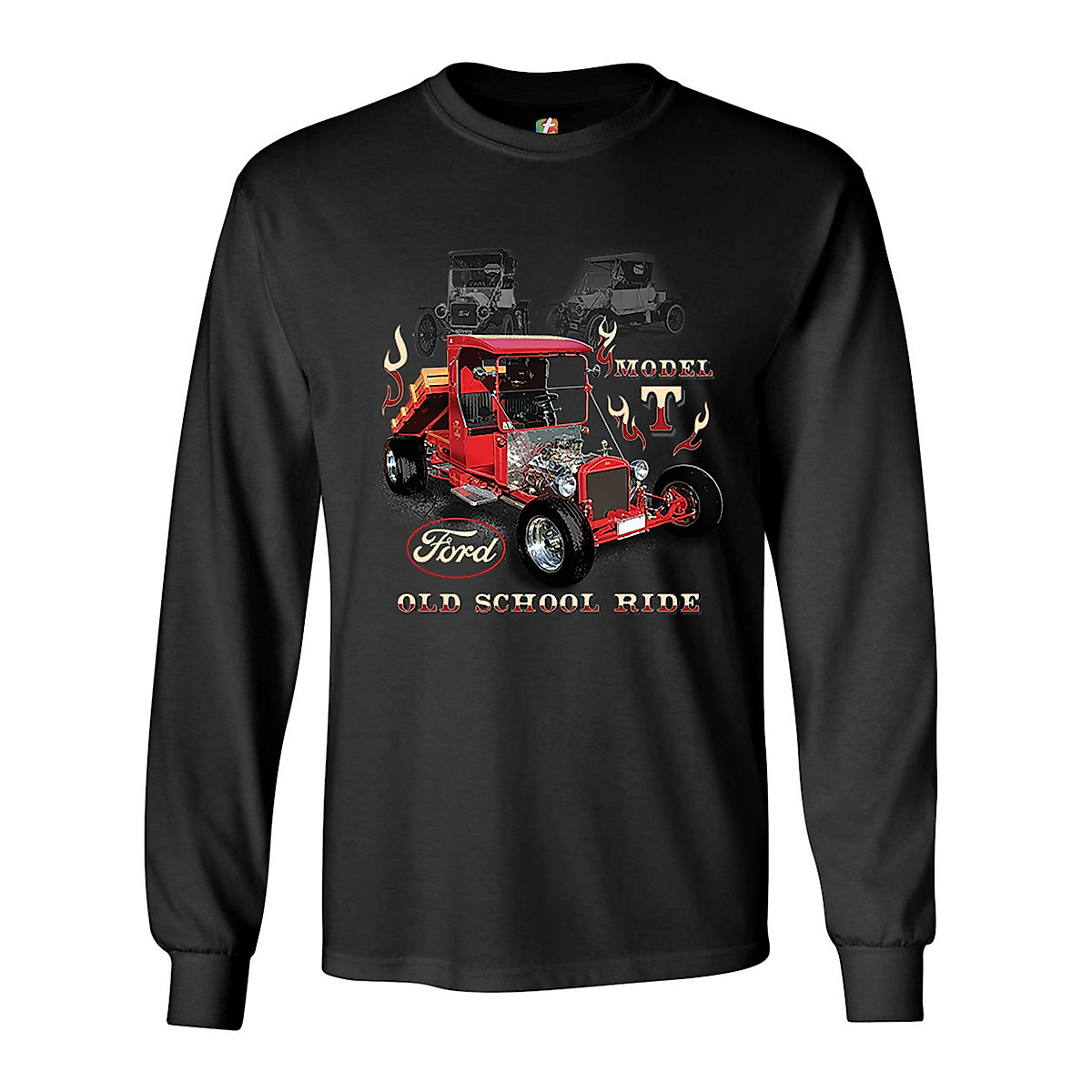 Ford Model T Old School Ride Long Sleeve T-Shirt Vintage Hot Rod Licensed Black Medium