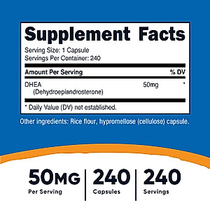 Nutricost DHEA 50mg, 240 Capsules - Gluten Free, Soy Free, Non-GMO, Supplement