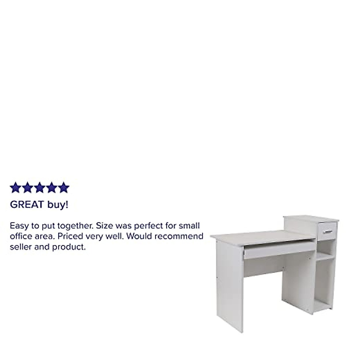 Flash Furniture Highland Park White Computer Desk with Shelves and Drawer