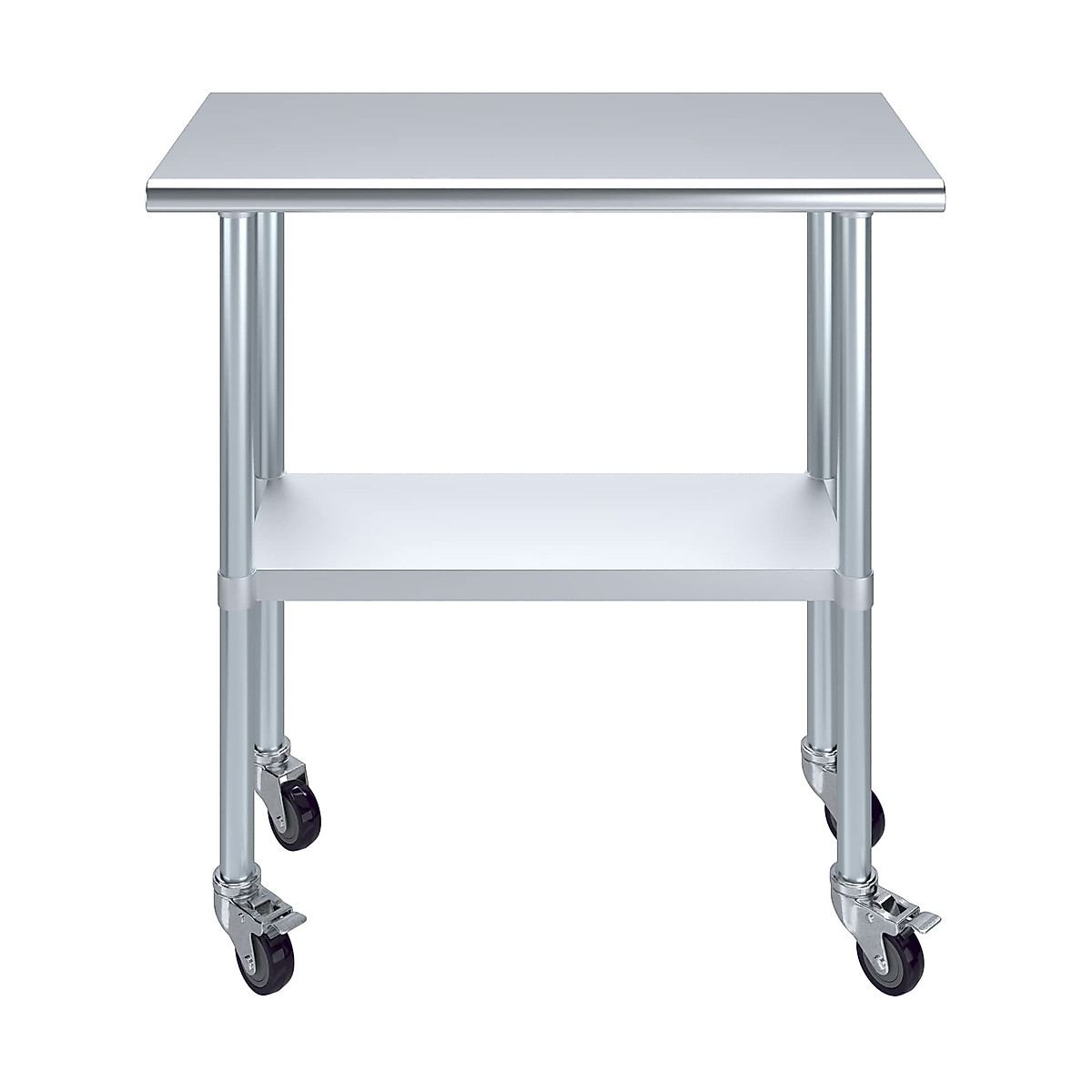 AmGood 18" X 36" Stainless Steel Work Table with Under-Shelf & 4 Wheels | Laundry Garage Utility Bench | Prep Worktable | Kitchen Island Food Prep | NSF Certified