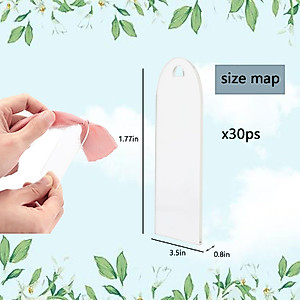 30 Pcs Acrylic Place Cards Wedding Reserved Signs for Chairs Name Tag Seat Label with Ribbon for Table Setting Numbers Guest Names Dinner Parties3.55'' *1.77 '' (Pink)