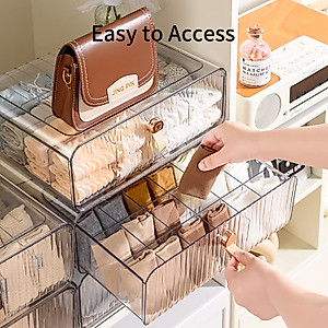 MSHOMELY Underwear Organizer, Socks Bra Underwear Drawer Organizer Dividers for Closet, 24 Cell Stackable Dresser Closet Organizer and Storage Bins for Clothing, Baby Clothes, Bra, Ties, Scarf