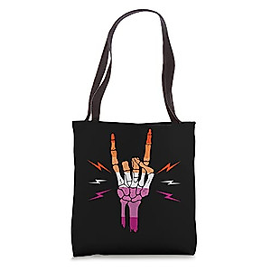 Lesbian Pride Flag Funny Skeleton Hand Lesbian Tote Bag