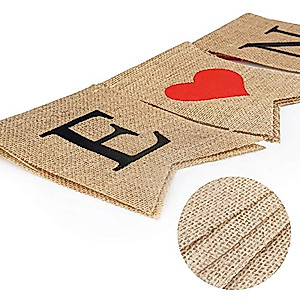 Valentines Day Burlap Banner, Valentines Decor for Home, Be Mine Hanging Banner & 28 Pcs Felt Heart Garland Banner Decor for Mantle Fireplace Wall, Decorations Pre-Assembled - No DIY Required