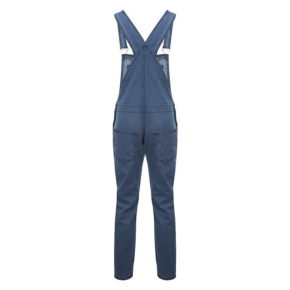 NEARTIME Jumpsuit Jeans for Mens, Mens Hole Pocket Jeans Overall Jumpsuit Streetwear Overall Suspender Pants