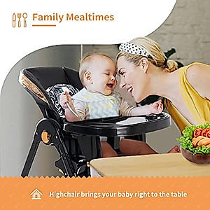 High Chairs for Babies and Toddlers, 8 in 1 Baby High Chair Clearance with Adjustable Seat Back Detachable Seat Cushion and Double Removable Tray, Portable Baby Booster Seat with Wheels (Black)