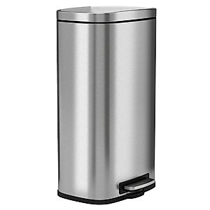 HLS Commercial 8 Gallon / 30 Liter Fire Resistant Stainless Steel Step On Pedal Trash Can with Odor Filter and Removable Inner Bucket, FM Approvals Class 6921