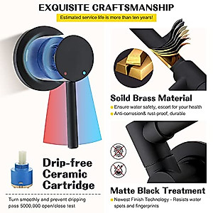 CHALIRS Pot Filler Faucet Wall Mount, Matte Black Brass Pot Filler Faucets, Kitchen Restaurant Sink Faucet Folding Stretchable,Cold and Hot Water Mixer,with Double Joint Swing Arms,Single Handle