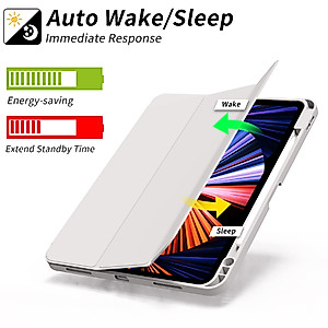 Aoub New iPad Pro 11 Inch Case 4th/3rd /2nd Generation (2022/2021/2020) with Pencil Holder [Support 2nd Gen Pencil Charging] Trifold Stand Case with Soft TPU Back Cover, Auto Sleep/Wake, Gray