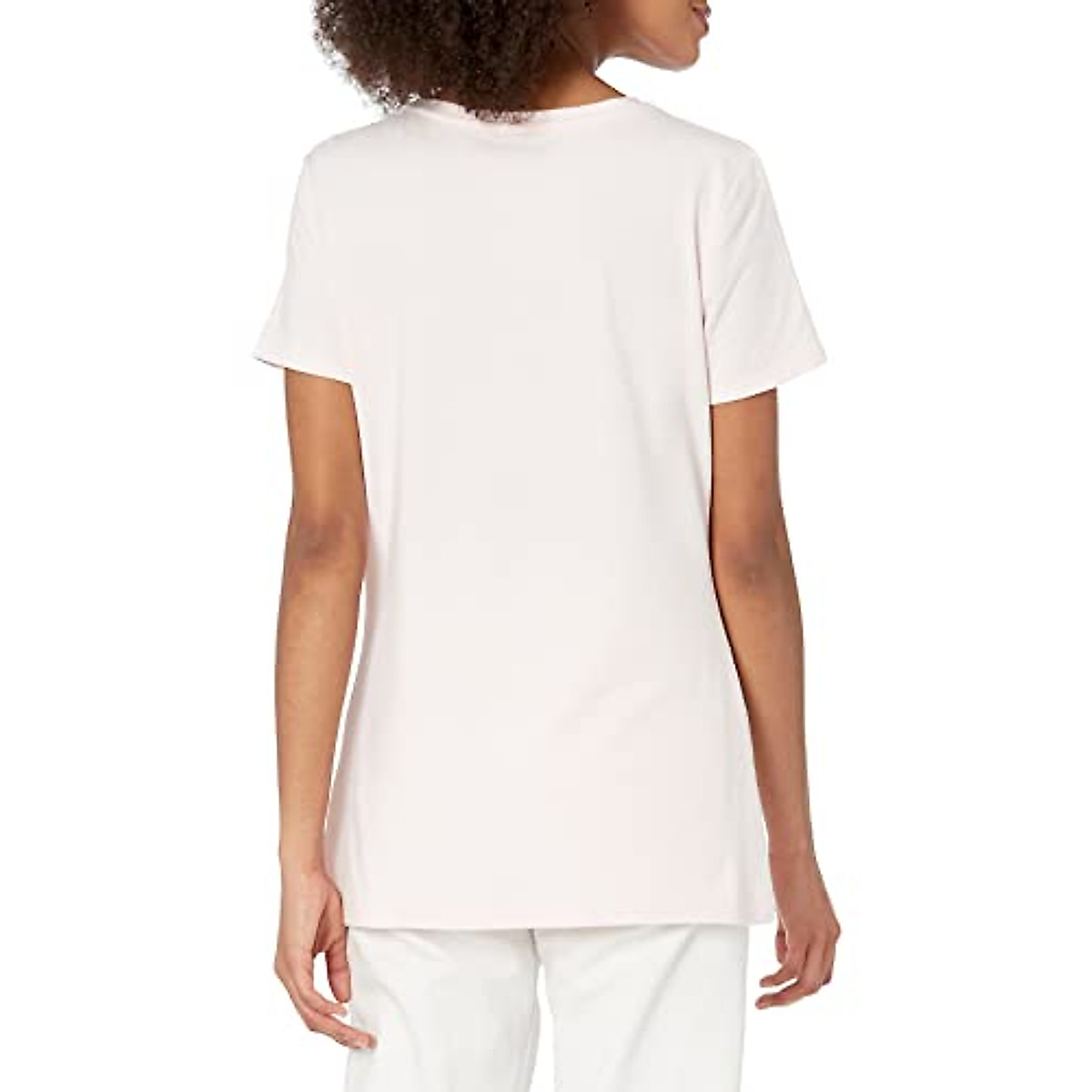 Amazon Essentials Women's Classic-Fit Short-Sleeve Crewneck T-Shirt, Pack of 2, Light Grey Heather/Light Pink, Large