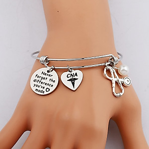 WSNANG CNA Bracelet Certified Nursing Assistant Gift Nursing School Graduation Gift Never Forget The Difference You've Made Bracelet (CNA Difference BR)
