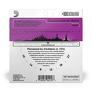 D'Addario Guitar Strings - Phosphor Bronze Acoustic Guitar Strings - EJ38H - Rich, Full Tonal Spectrum - For 6 String Guitars - 10-27 High Strung/Nashville Tuning