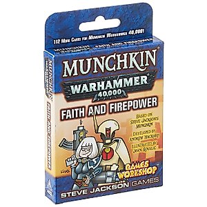 Steve Jackson Games Munchkin Warhammer 40,000: Faith and Firepower Card Game (Expansion) | 112 Cards | Family Game | Fantasy Adventure RPG | Ages 10+ | 3-6 Players | Avg Play Time 120 Min