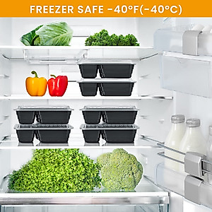 Kitch’nMore [38oz 30Pack Plastic Meal Prep Containers, 2 Compartment with Lids, Food Storage Container, Bento Box, Stackable, Microwave/Freezer/Dishwasher Safe, BPA Free